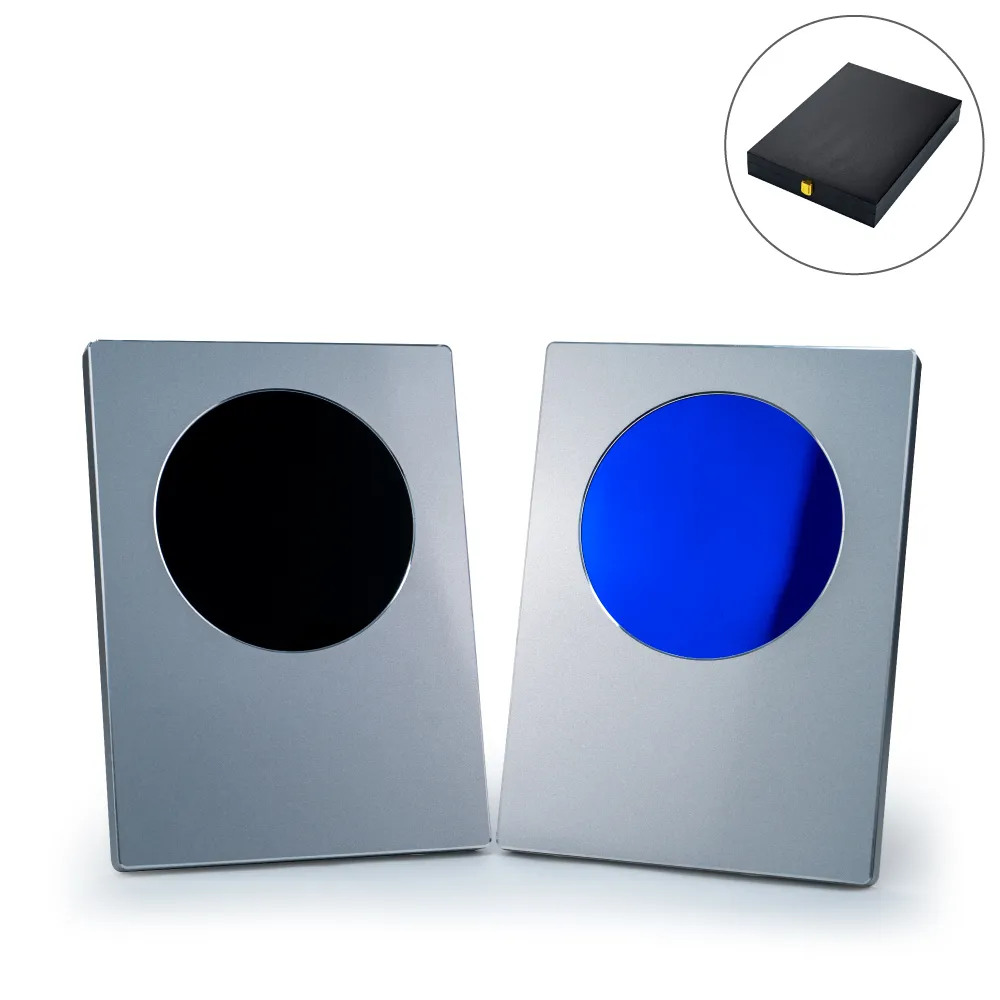 A4 Aluminum Award Plaques with Round Colored Plate and Stand | Steigens